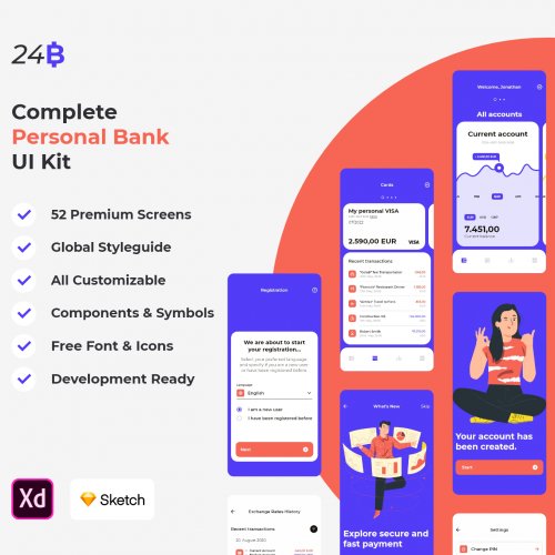 24B - Complete Personal Bank UI Kit - Design Anything